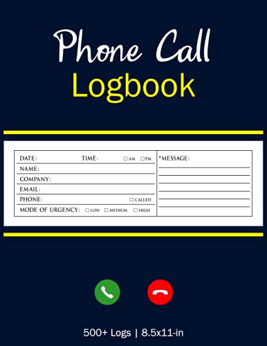 Phone Call Logbook: Large and Simple Phone Call Log Book to Track Call ...