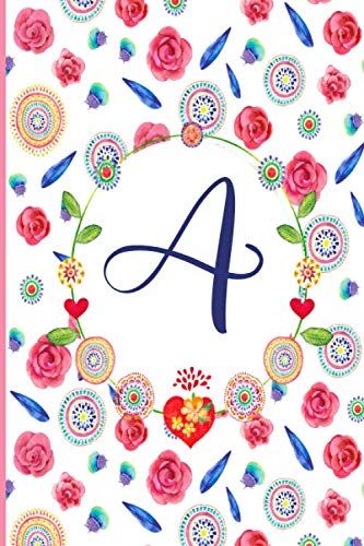 A: A: Monogram Initials Notebook for Women and Girls, Pink Floral 110 ...