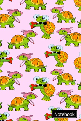 Notebook/Journal/Diary (6 X 9 in) With Funny Sea Turtles Print. Cute ...