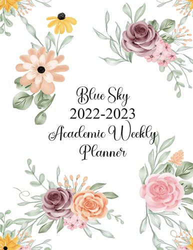 Blue Sky 2021-2022 Academic Weekly Planner: spiring flower watercolor ...