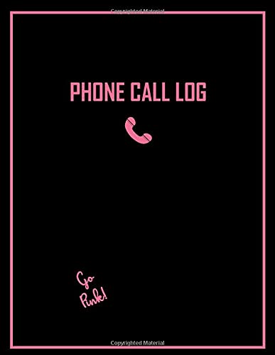 PHONE CALL LOG: Elegant Pink / Black Cover- Simple & Easy to Use ...