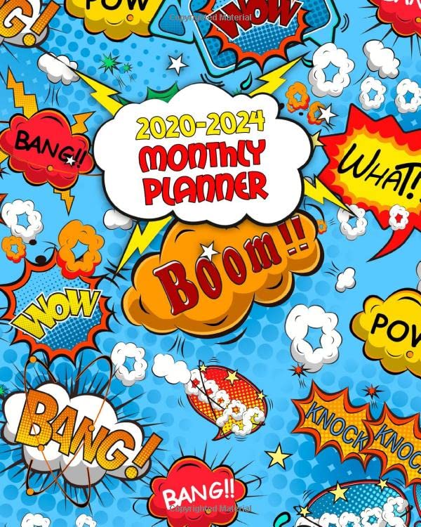 2020-2024 Monthly Planner: Funny Cartoon & Comic Superheroes 5 Year ...