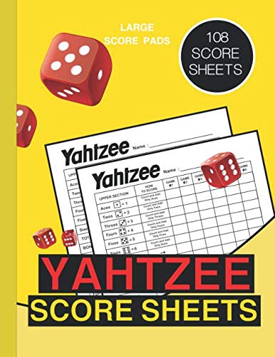 YAHTZEE Score Sheets: 108 Sheets for Scorekeeping, Yahtzee Game Record ...