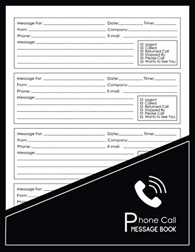 Phone Call Message Book: Simple Telephone Voicemail Message Tracker Log ...