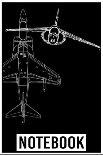 Notebook: AV-8B Harrier II Jet Airplane Line Drawing 100 page 6x9 inch ...