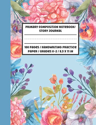 Watercolor Floral Pastel Primary Story Journal / Composition Notebook ...