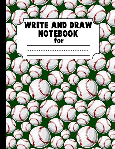 Write and Draw Notebook: Baseball | Dotted Midline and Picture Space ...