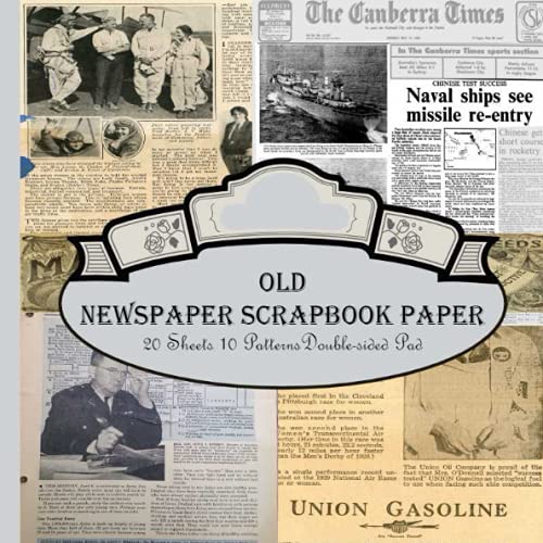 Old Newspaper Scrapbook Paper 20 Sheets 10 Patterns Double-sided Pad ...