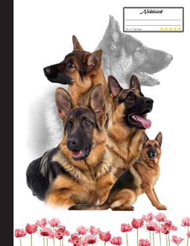 Beautiful German Shepherd Notebook: Wide Ruled German Shepherd Puppy ...