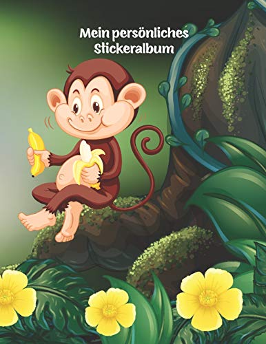 Mein persönliches Stickeralbum: Kleiner Affe mit Banane Motiv | Din A4 ...