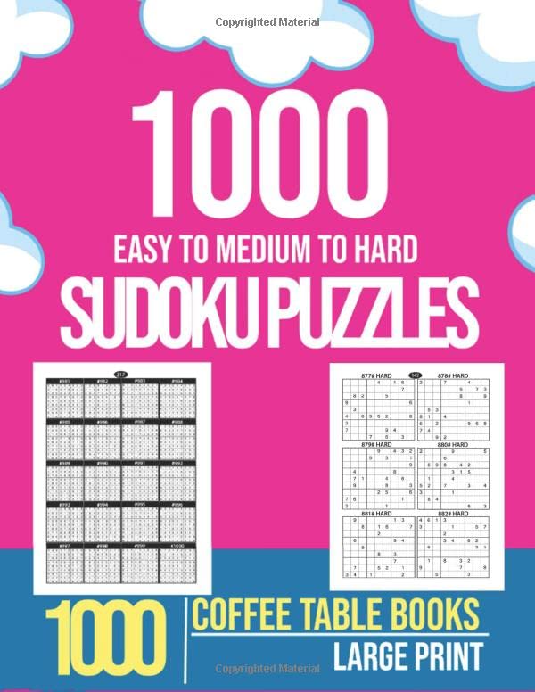 1000: 1000 sudoku puzzles books for adults easy to medium to hard ...