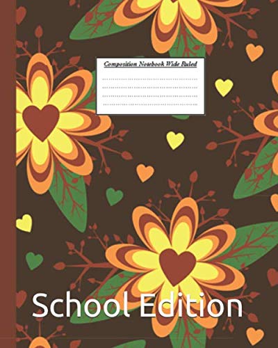 School Notebook: School Notebooks wide ruled, wide ruled composition ...