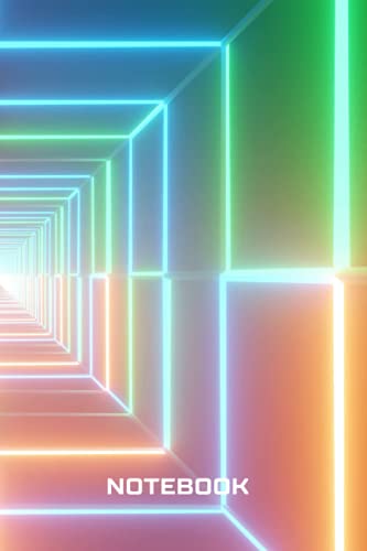 Notebook: Neon Colorful Space Cube Notebook - Journal / Diary - 6" x 9 ...