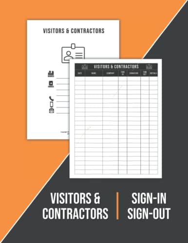 Visitors And Contractors Sign-In And Sign-Out Log: Signing In Book for ...