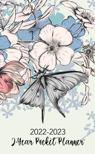 2022-2023 2-Year Pocket Planner: Flower Butterfly Cover Design | 24 ...