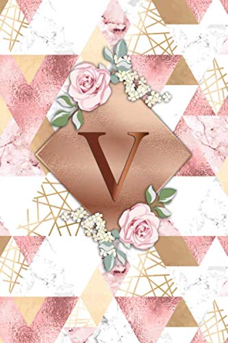 V: Trendy Monogram Letter V Initial College Ruled Notebook for Women ...