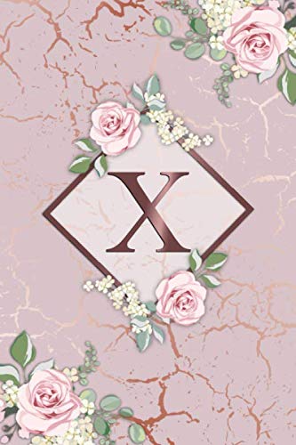 X: Trendy Letter X Initial Monogram Wide Ruled Notebook for Women ...
