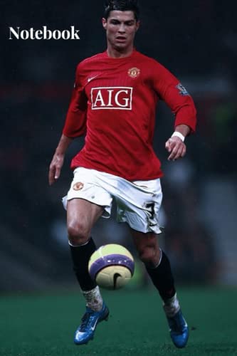 notebook: Drawing Photo Cristiano Ronaldo CR7 Soft Glossy Wide Ruled Journal with Ruled Lined ...