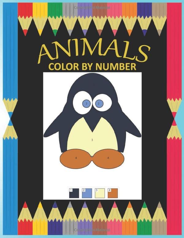 ANIMALS Color by Number: Coloring Activity Book for The Youngest Kids ...