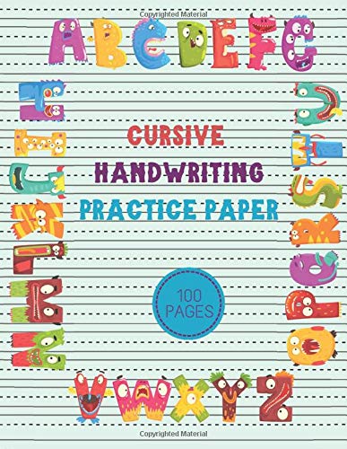 cursive handwriting practice paper 100 pages: cursive workbook,learning ...