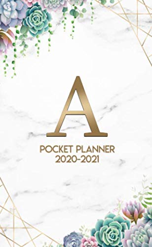 2020-2021 Pocket Planner: Cactus & Succulents Monogram Initial Letter A ...