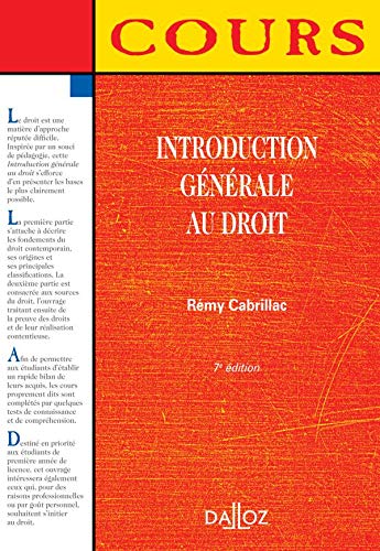 Introduction générale au droit by Cabrillac R. | Goodreads