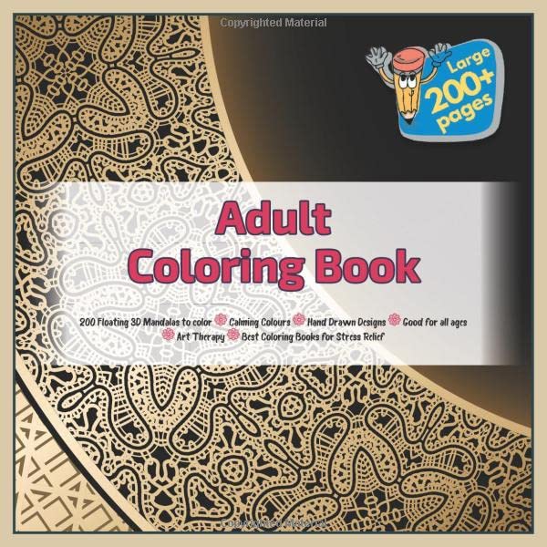 Adult Coloring Book 200 Floating 3D Mandalas to color - Calming Colours ...