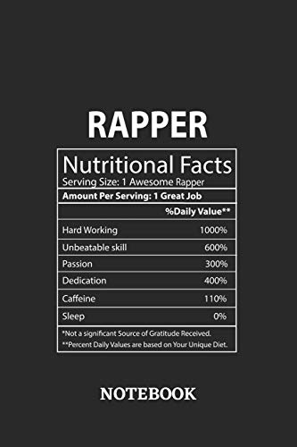 Nutritional Facts Rapper Awesome Notebook: 6x9 inches - 110 ruled ...