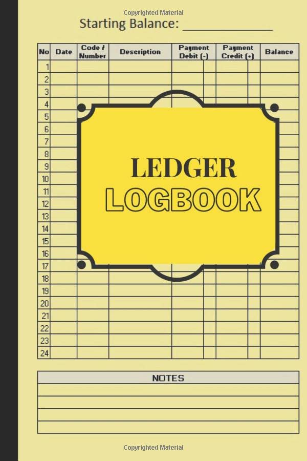 Ledger Logbook: 6 Column Payment Record, Check & Debit Card Register ...