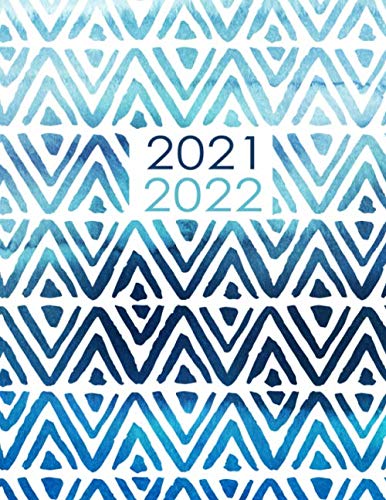 2021-2022: 2 year calendar planner, 8.5x11" large size, ocean blue ...