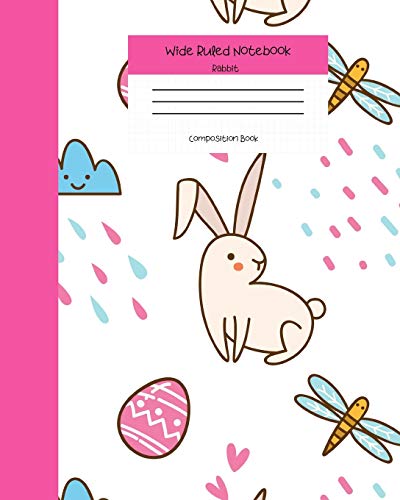 Wide Ruled Rabbit Notebook Composition Book: Cute Workbook Journal for ...