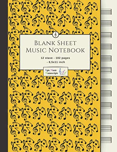 Blank Sheet Music Notebook: Music Manuscript Paper / White Marble Blank ...