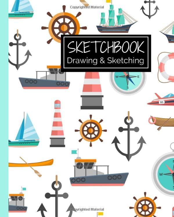 Sketchbook Drawing & Sketching: Large Nautical Sea & Ocean Beach Themed ...