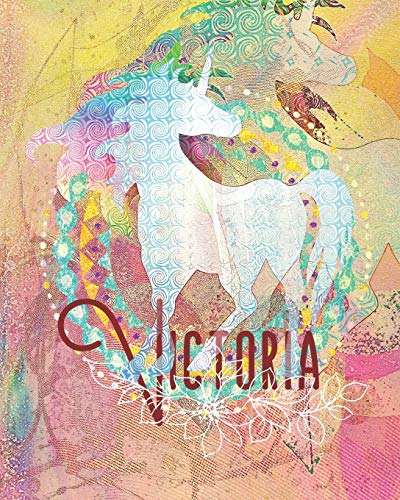 Victoria: Colorful Rainbow Unicorn - 8"X10" Girl's Composition Wide ...
