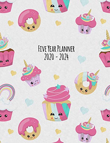 Five Year Planner: 2020-2024 Monthly Calendar - Unicorn Cupcakes by ...