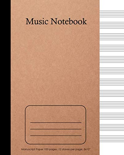 Music Notebook: Blank Composition Manuscript Staff Paper 12 stave per ...
