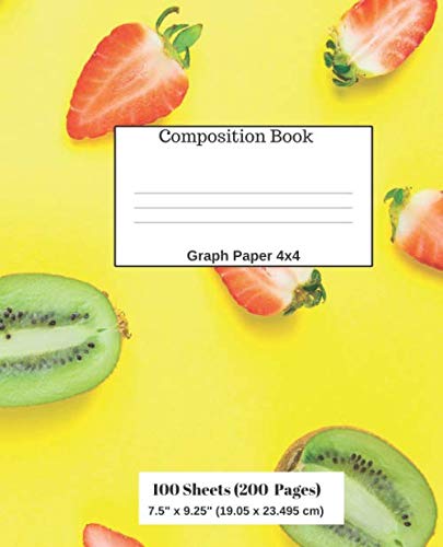 4 x 4 Ruled Graph paper Composition Book: Composition Book, Black/White ...