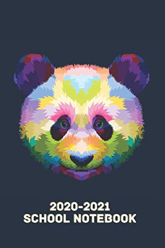 Colorful PandaSchool Notebook 2020-2021: Wide Ruled Paper Notebook ...