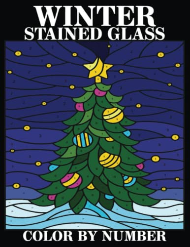 Winter Stained Glass Color by Number: Easy and Simple Large Print ...