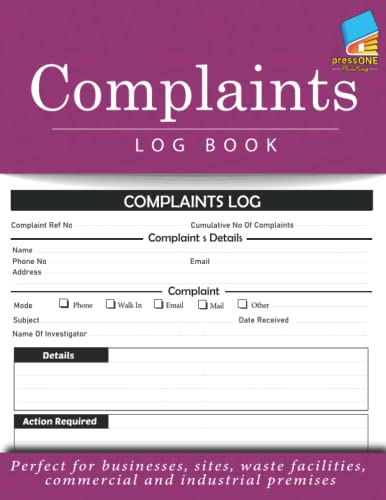 Complaints Log Book: Perfect for businesses, sites, waste facilities ...