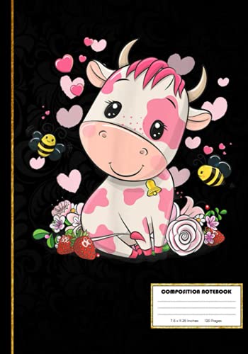 Strawberry Cow, Cute Cow, Pink Cow Pet Composition Notebook: Cute ...
