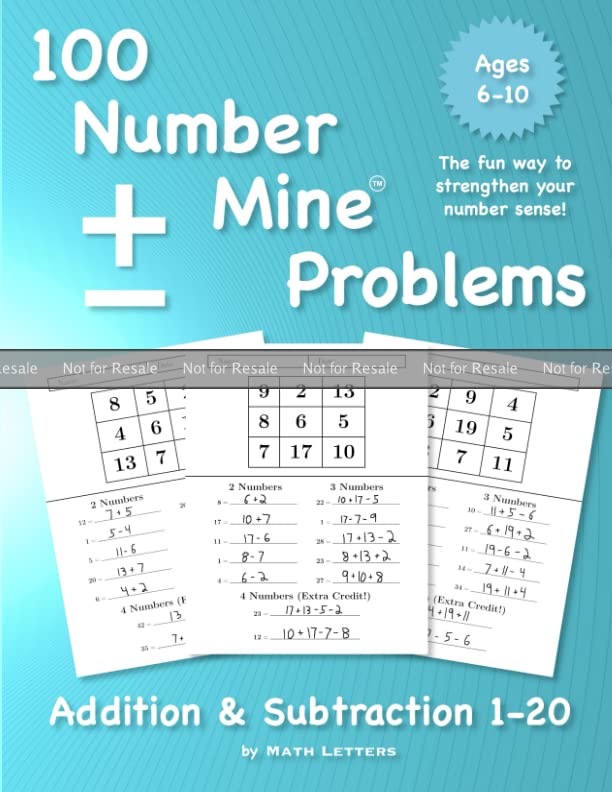 PROOF: 100 Number Mine Problems (Addition & Subtraction 1-20): The fun ...