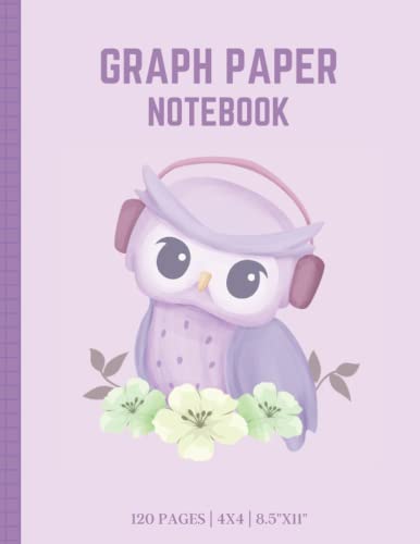 Cute Owl Graph Paper For Girls: Owl Graph Paper Composition Notebook 8. ...