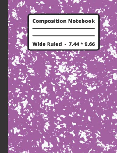 Marbled Composition Notebook: Purple Marble Wide Ruled Paper. Home ...