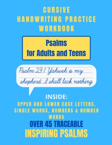 Cursive Handwriting Practice Workbook: Psalms for Adults and Teens ...