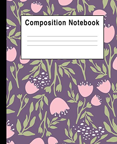 Composition Notebook: Pink Purple Floral Blank Lined College Ruled by ...