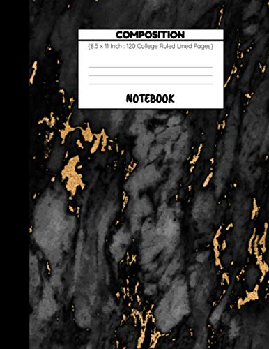Goldie Black Marble Composition Notebook: Modern Marble College Ruled ...