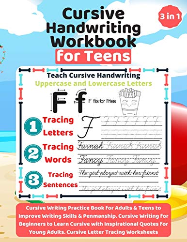 Cursive Handwriting Workbook for Teens: Cursive Writing Practice Book ...