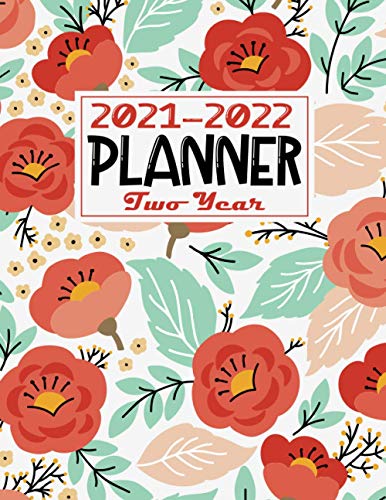 2021-2022 Two Year Planner: Beautiful flower pattern | 24 Months Yearly ...