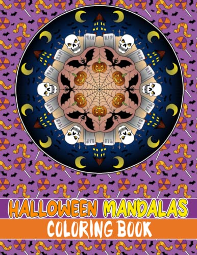 Halloween Mandalas Coloring Book: Creepy Designs Coloring Pages With ...